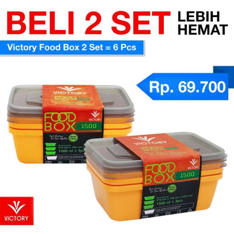 Jual Kotak Penyimpanan Makan Victory Food Box Warna 1500ml - Paket ...