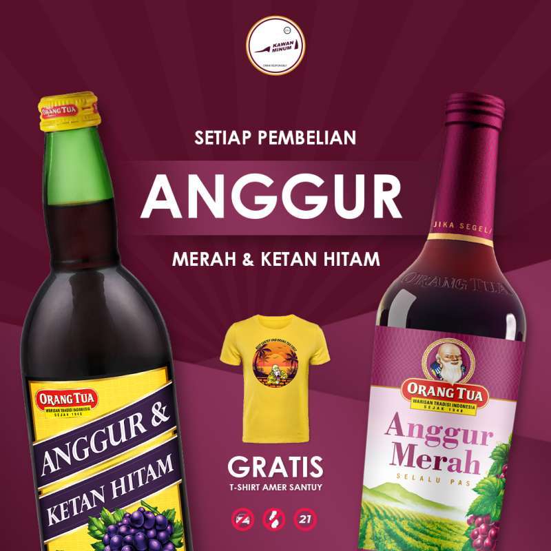 Jual Beli Anggur Merah 620mL + Anggur Ketan Hitam 620mL FREE T-Shirt di ...