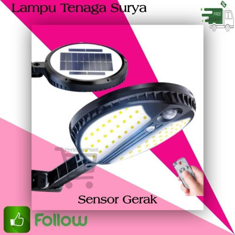 Promo Lampu Taman Sorot Jalan Solar Panel Sensor Gerak PIR 70LED with Remote Diskon 50% di ...
