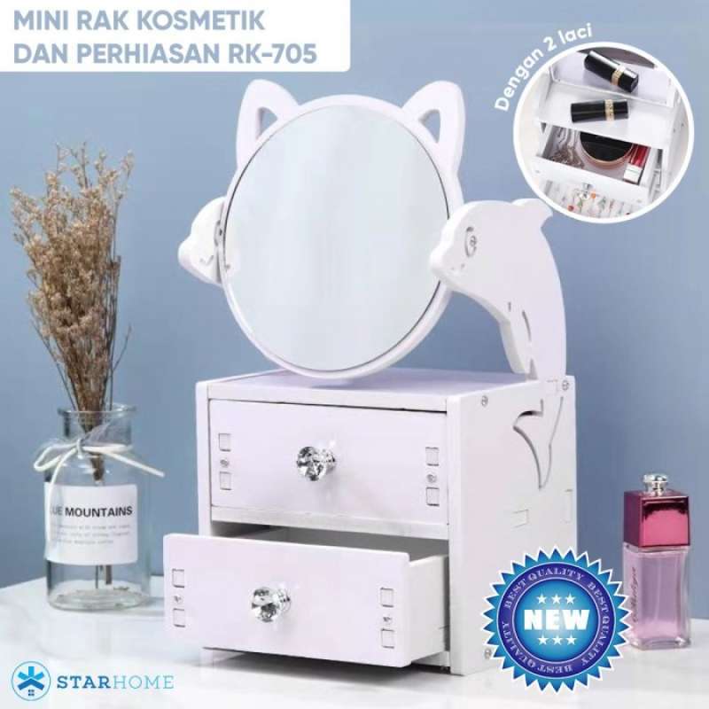 Promo Rak Kosmetik Mini Rak Makeup Storage Lengkap dengan Cermin Diskon ...
