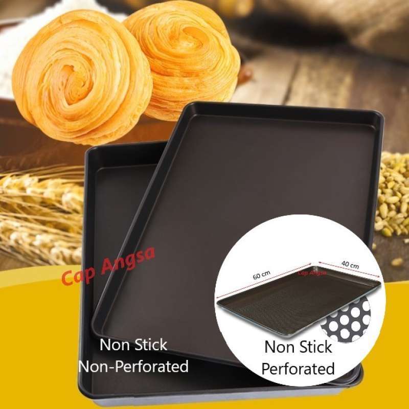 Jual LOYANG OVEN 60 X 40 ALUMUNIUM NON STICK PERFORATED BAKING TRAY KUE ...