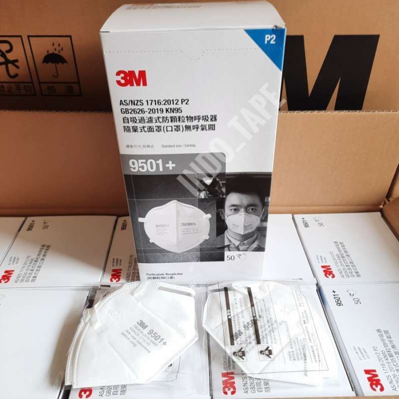 Jual 3M KN95 Masker 9501+ Earloop 1box isi 50pcs di Seller Aksara_STORE ...