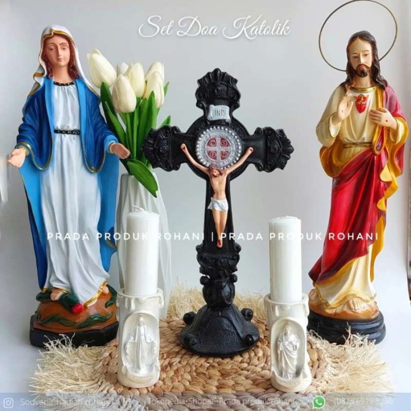 Promo Set Doa Katolik/Patung Bunda Maria 45Cm/Patung Yesus 40Cm/Salib ...