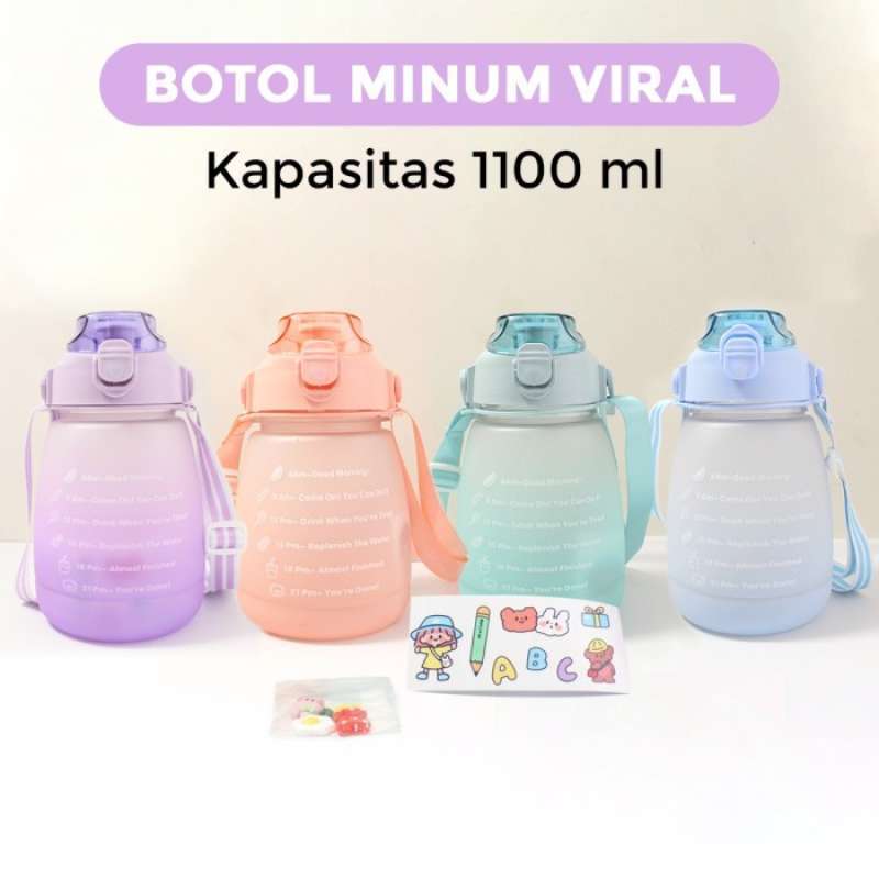 Promo botol minum 1,1liter NEW gemoy free stiker 3D dan tali panjang ...