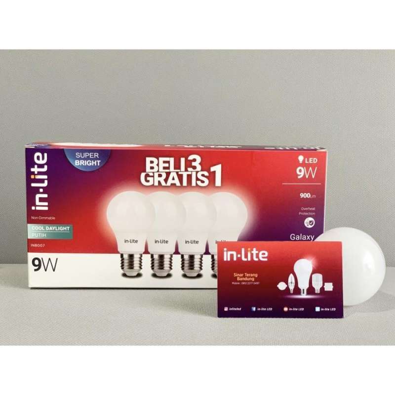 Jual PAKET SUPER MURAH BELI 3 GRATIS 1 LAMPU LED INLITE 9 WATT INB007 ...