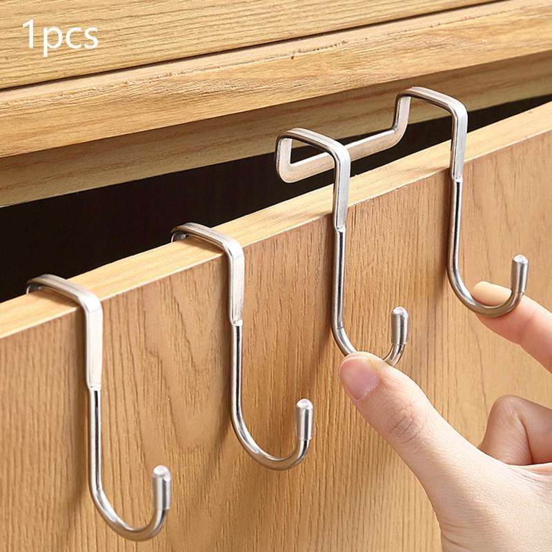 Jual Over Cabinet Door Hooks Hanging Kitchen Organizers for Robe Closet ...