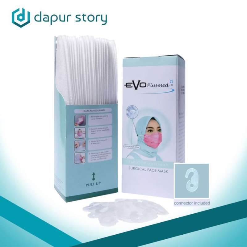 Jual Masker Medis Evo Plusmed 4D With Connector Hijab 3ply 1 box isi 25 ...