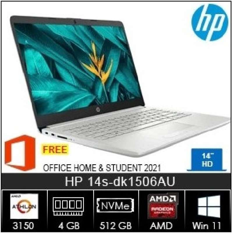 Jual HP 14s-DK1506AU [Athlon-3150U/4GB/512GB SSD/Win10 + OHS 2019 ...