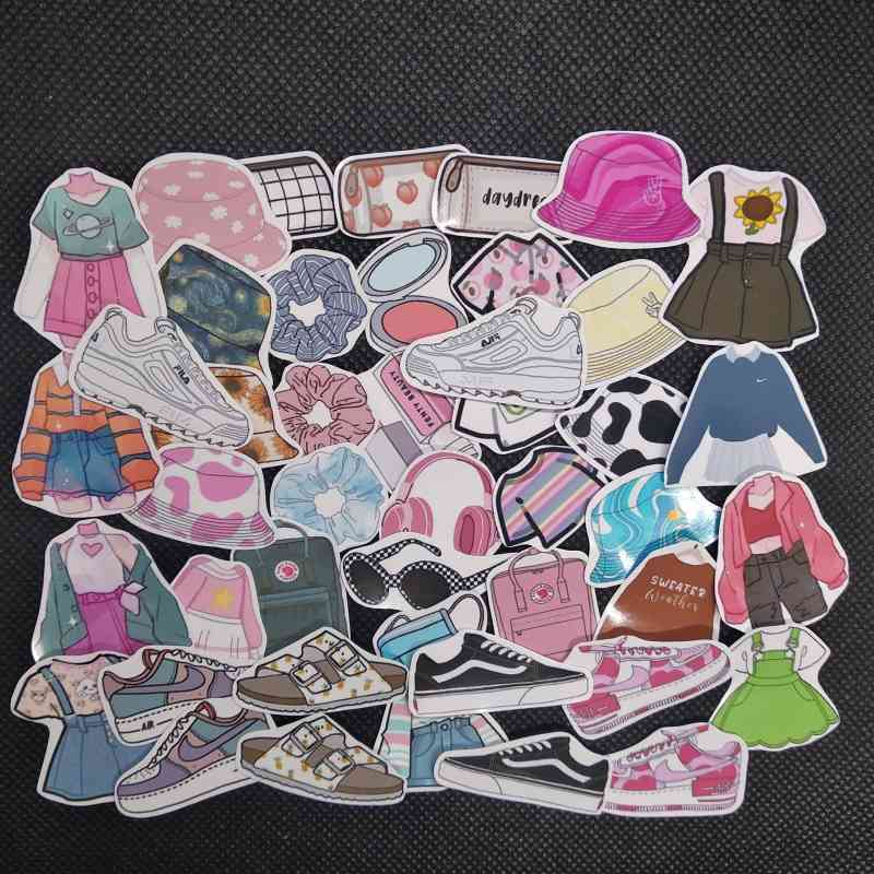 Jual 45 pc STIKER TEMA FASHION | STICKER GLOSSY AESTHETIC | STICKER ...