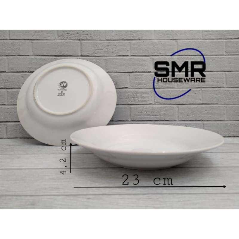 Promo PROMO PIRING MAKAN KERAMIK CEKUNG PUTIH POLOS SUNBIRD UKURAN 9 ...