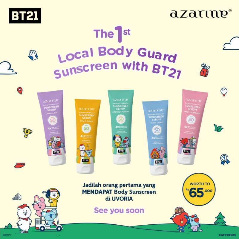 Jual Azarine X Bt21 Body Guard Moisturizer Sunscreen Serum 100ml Spf 50 ...