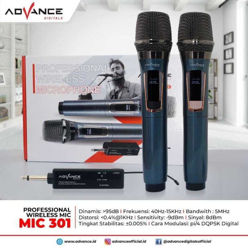 Jual Mic Wireless Advance Mic-302 Double - 2 Channel Microphone di ...