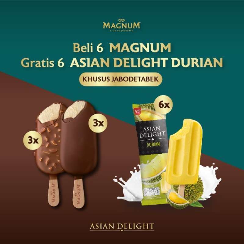 Jual Jakarta - Beli 6 WALL'S Magnum [90 mL] Gratis 6 WALL'S Asian Delight Durian [65 mL] di ...