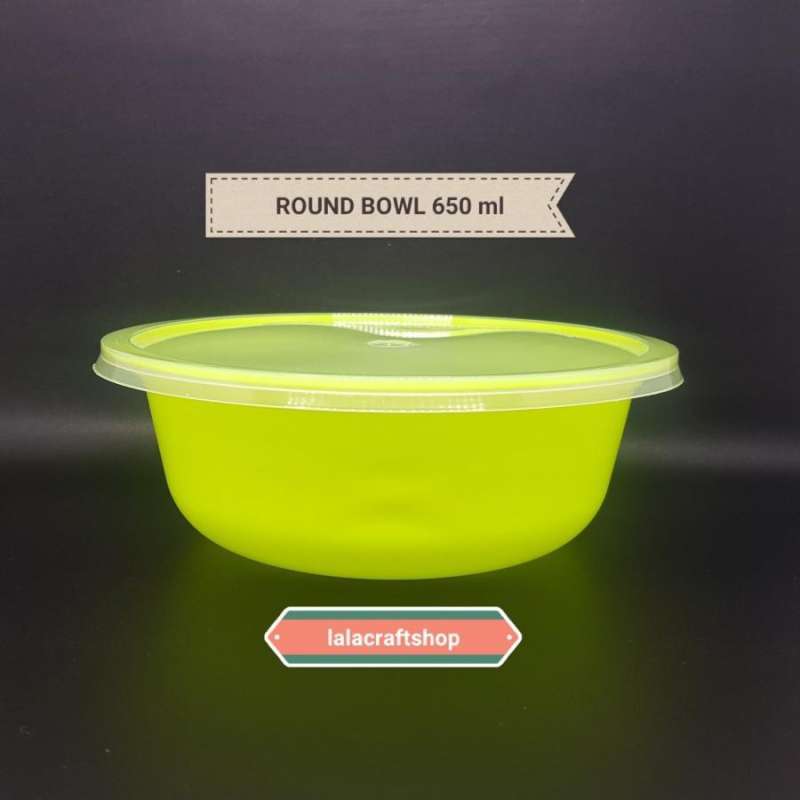 Jual Plastic Bowl 650 ml kuning + tutup bening/thin wall 650 kuning 25 ...