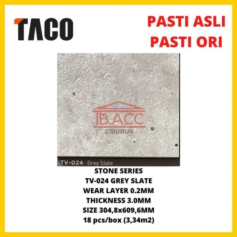 Jual Taco Vinyl Flooring 3mm TV-024 Grey Slate Stone Series Lantai ...