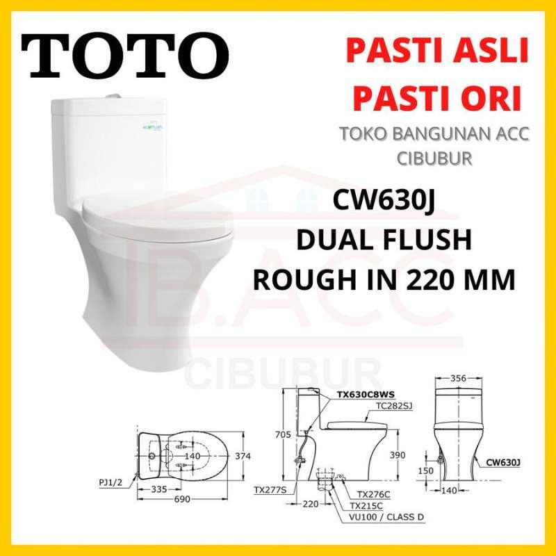 Jual Kloset Duduk TOTO One Piece Mono Block CW 630 J / CW630J di Seller ...