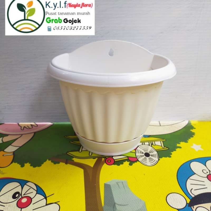Jual pot tempel / pot tanaman putih / pot bunga / pot tanaman plus ...