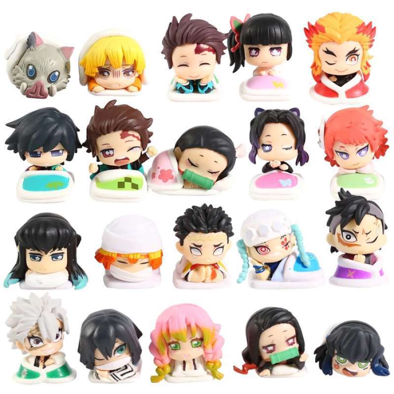 Promo FIGURE KIMETSU NO YAIBA DEMON SLAYER SET 5 SLEEP CHIBI WITH BOX ...
