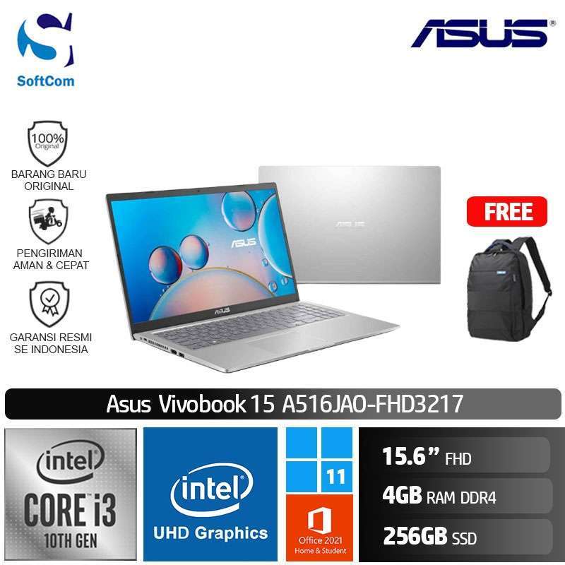 Jual Asus VivoBook 15 A516JAO FHD3217 Notebook [Core i3-1005G1/4GB/256GB SSD/15.6″/Win 11 Home ...