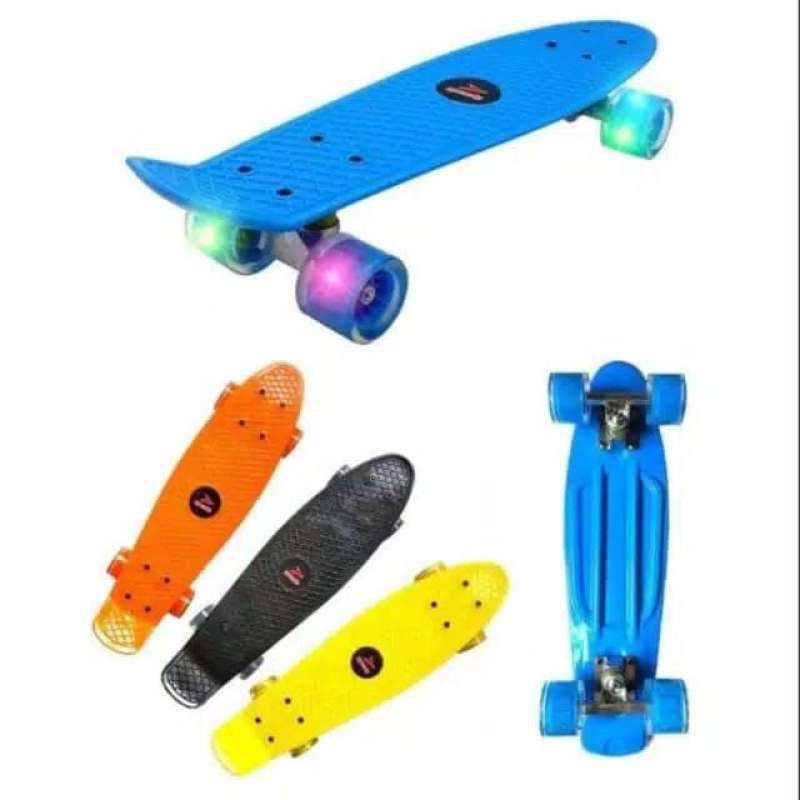 Jual Skateboard penny board pu led wheel 22 - fish board - banana board ...