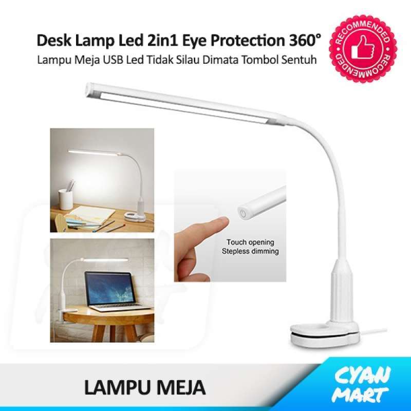 Promo Lampu Baca Meja Belajar Led Desk Lamp USB Touch 2in1 Eye ...