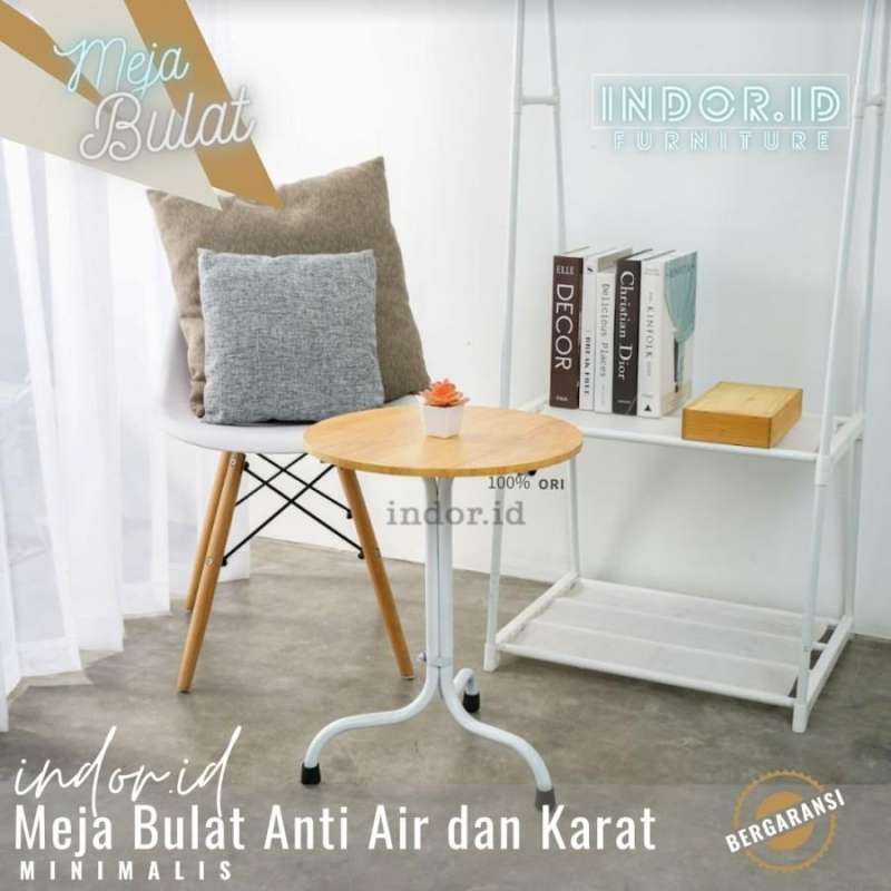 Jual MEJA BULAT KAKI BESI/MEJA BULAT MINIMALIS - Kayu Mahoni di Seller ...