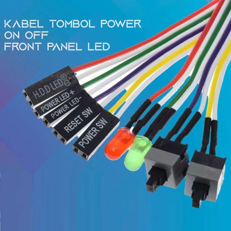 Jual Baru Kabel Tombol Power Reset Switch 2 Led 2 Tombol Front ...