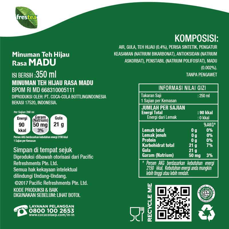 Promo Frestea Minuman Teh Hijau Madu 350 Ml Diskon 17% Di Seller ...