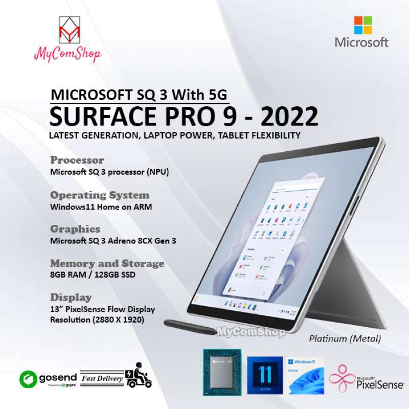 Jual Microsoft Surface Pro 9 Sq 3 5g 8gb Ram 128gb Ssd 13 Inch Di ...