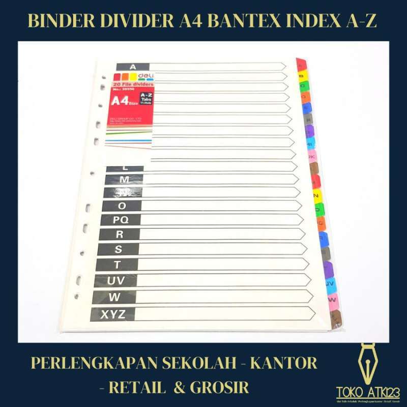 Jual Binder Divider / Pembatas Binder Ukuran A4 Merk Deli Index A-Z di ...