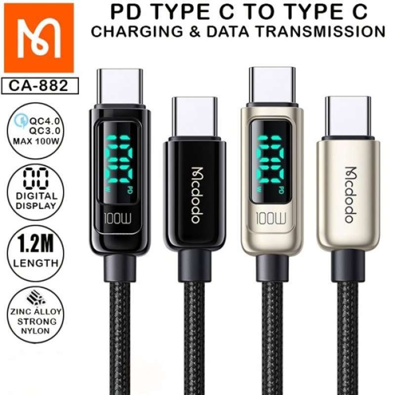 Jual Mcdodo CA-882 Digital Pro Kabel Charger Type C to Type C PD Fast 100W di Seller riang phone ...