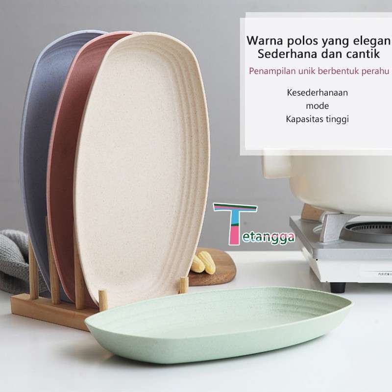 Jual Piring Jerami Gandum Set Piring Bentuk Oval Kotak Mix rna Isi 4 ...