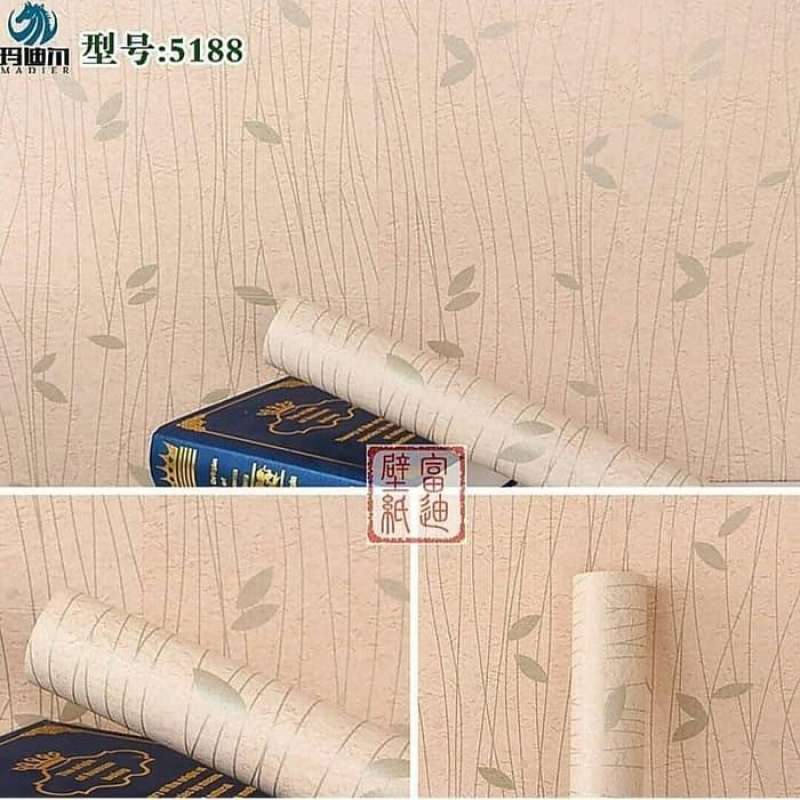 Jual Sticker Dinding Cream Daun 3D 10m x 45cm / WALLPAPER DINDING di ...