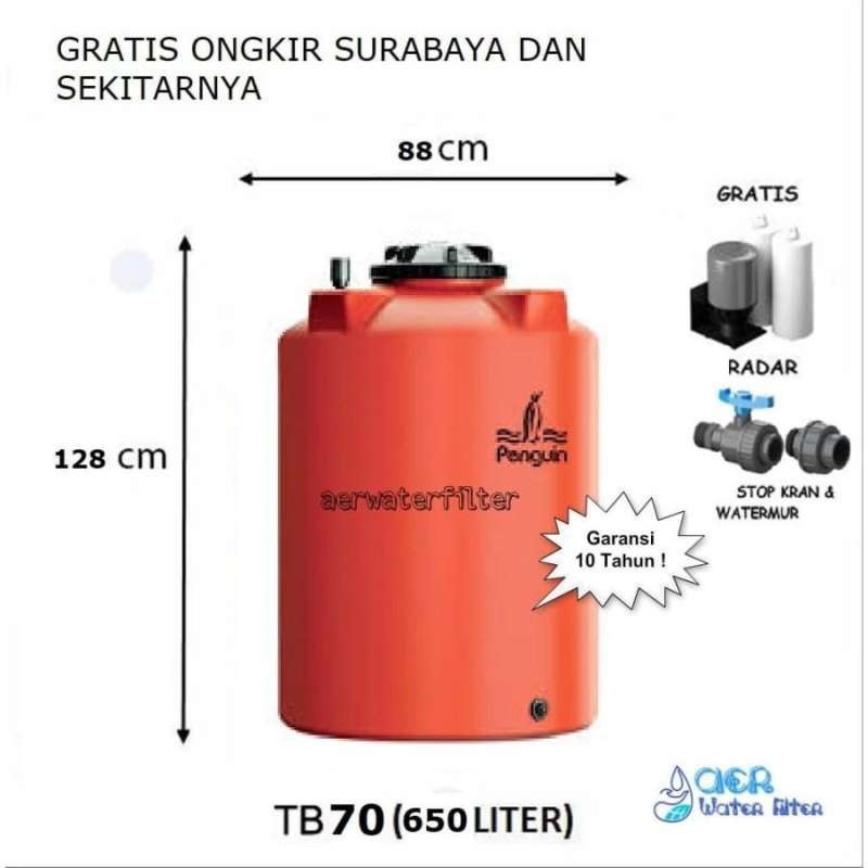 Jual Tangki / Tandon / Toren Air merk Penguin tipe TB 70 (650L) di ...