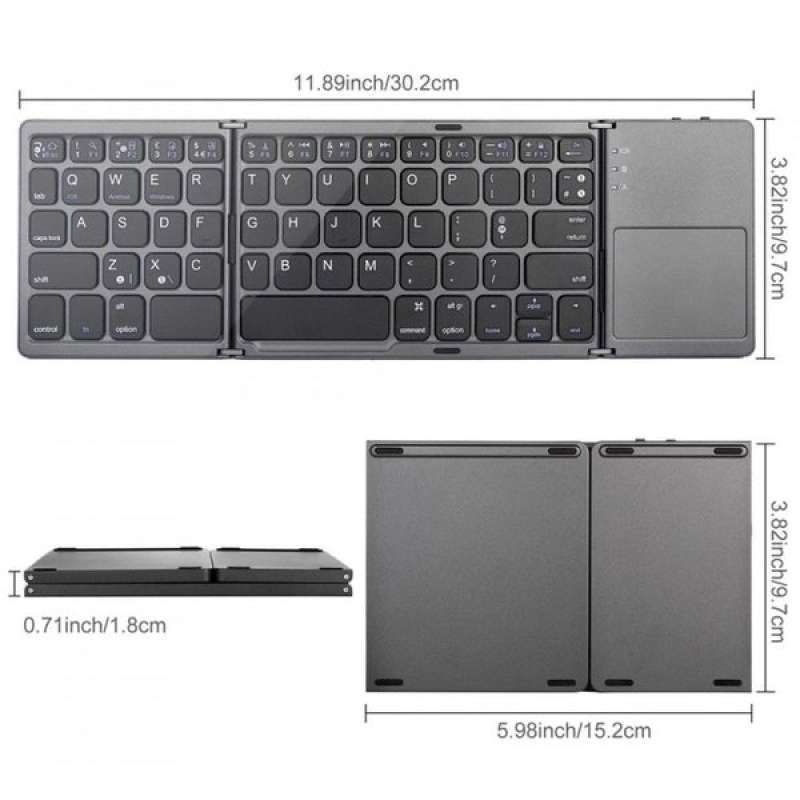 Promo Foldable Wireless Keyboard Bluetooth Keyboard Touchpad Trackpad Lipat Diskon 15 Di Seller