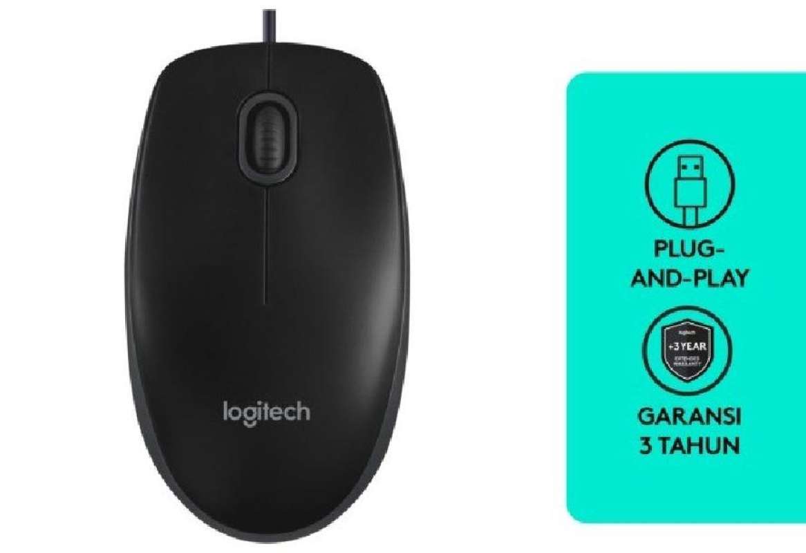 Jual Logitech B100/B 100 Optical Wired USB Mouse ORIGINAl 100% RESMI di ...
