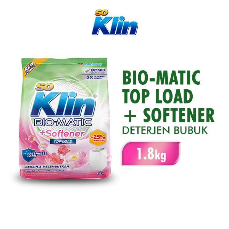 Promo SO KLIN Bio-Matic Detergent Powder + Softener Top Load [1800 g ...