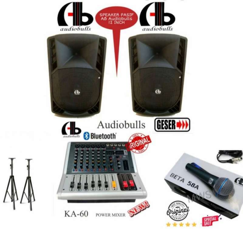 Jual Paket speaker Ab 12 Inch + Power Mixer Ab+Stand+Mic Kabel Ab di ...