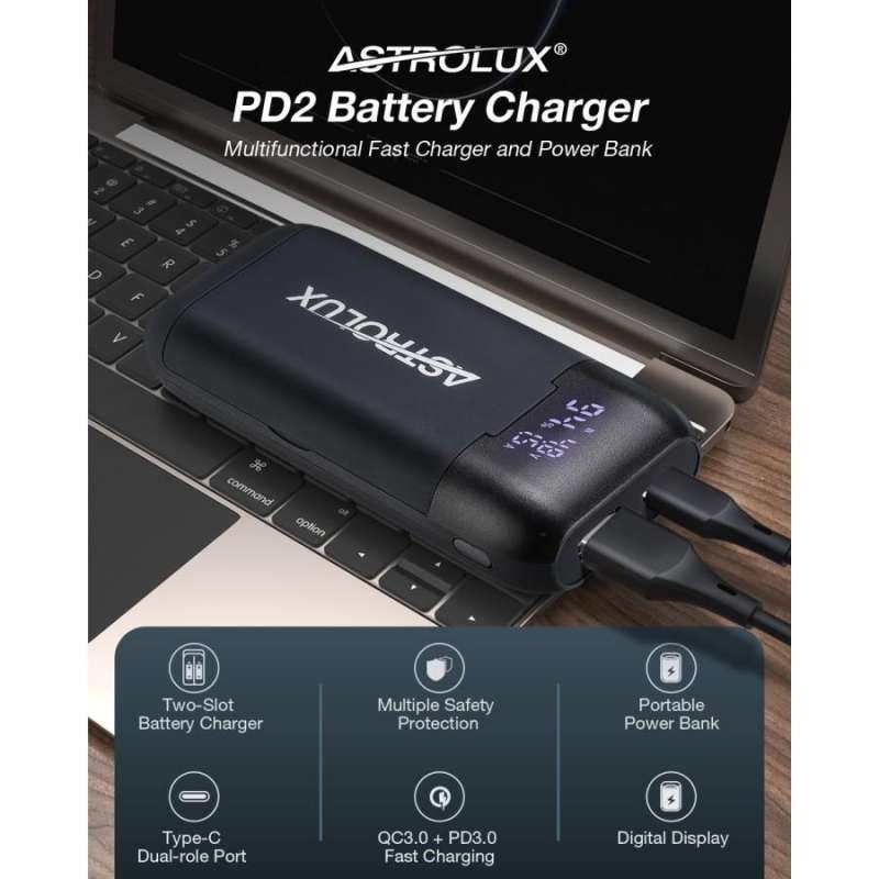 Jual ASTROLUX PD2 PORTABLE CHARGER POWERBANK USB C 18650 21700 PD QC 3. ...