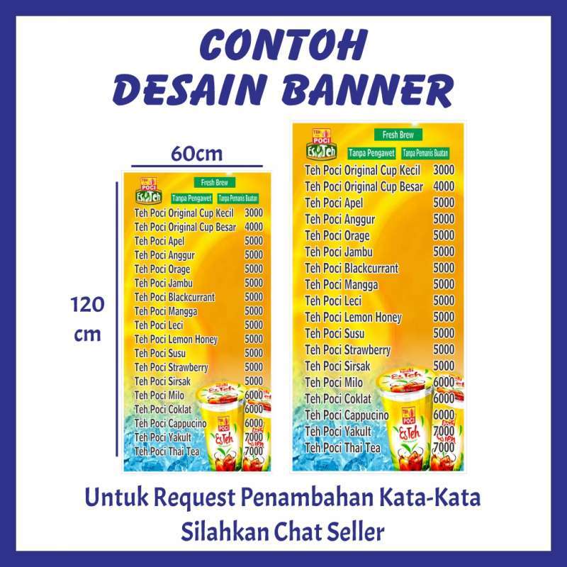 Jual Banner Spanduk Sepanduk Backdrop Kedai List Daftar Harga Es Teh ...