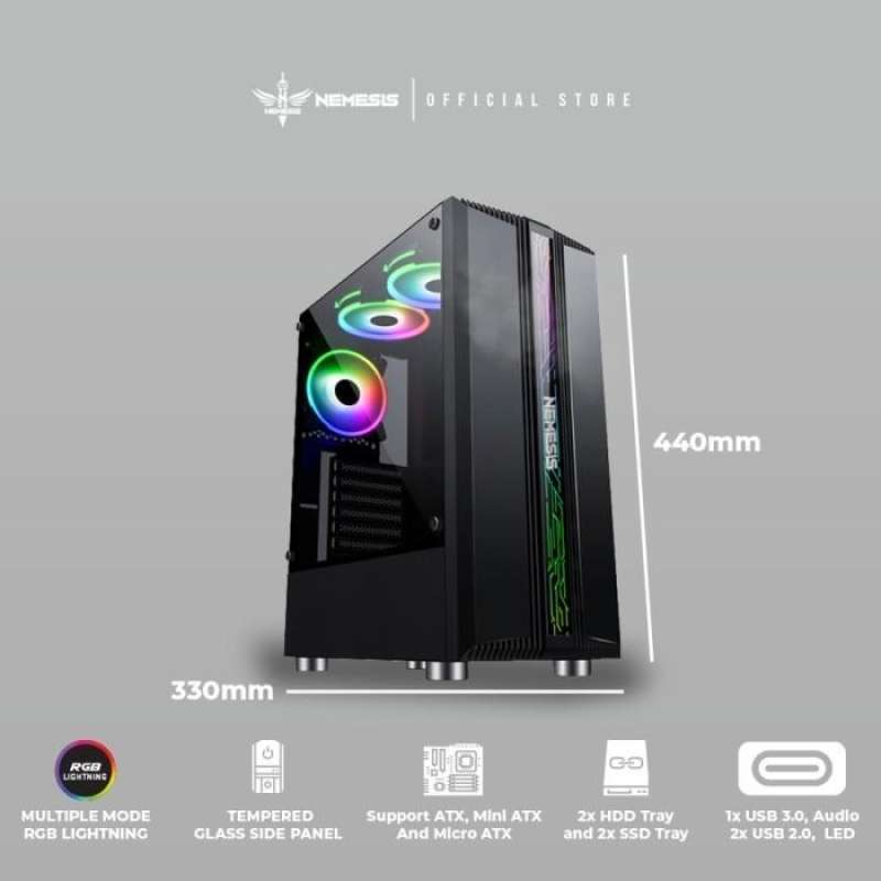 Jual NYK Nemesis Casing Komputer Gaming T30 Shadow - PC Case di Seller ...