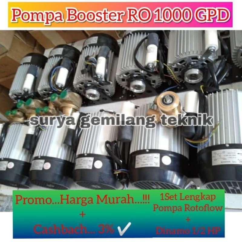 Jual POMPA ROTOFLOW 105 GPH + MOTOR 1/2 HP POMPA BOOSTER RO 1000 GPD di ...