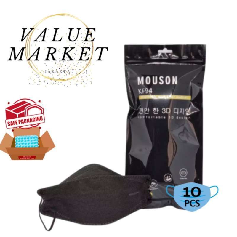 Promo KF94 MOUSON KOREA -HITAM- (1 pack : 10 pcs) Diskon 23% di Seller ...
