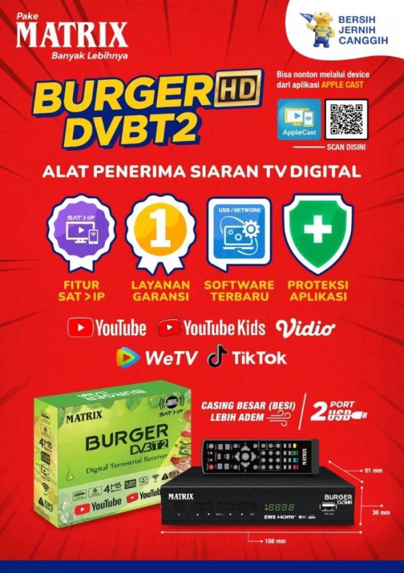 Jual Set Top Box Matrix Burger Hijau / STB DVB T2 HD / Set Box TV Digital di Seller MIMISO ...