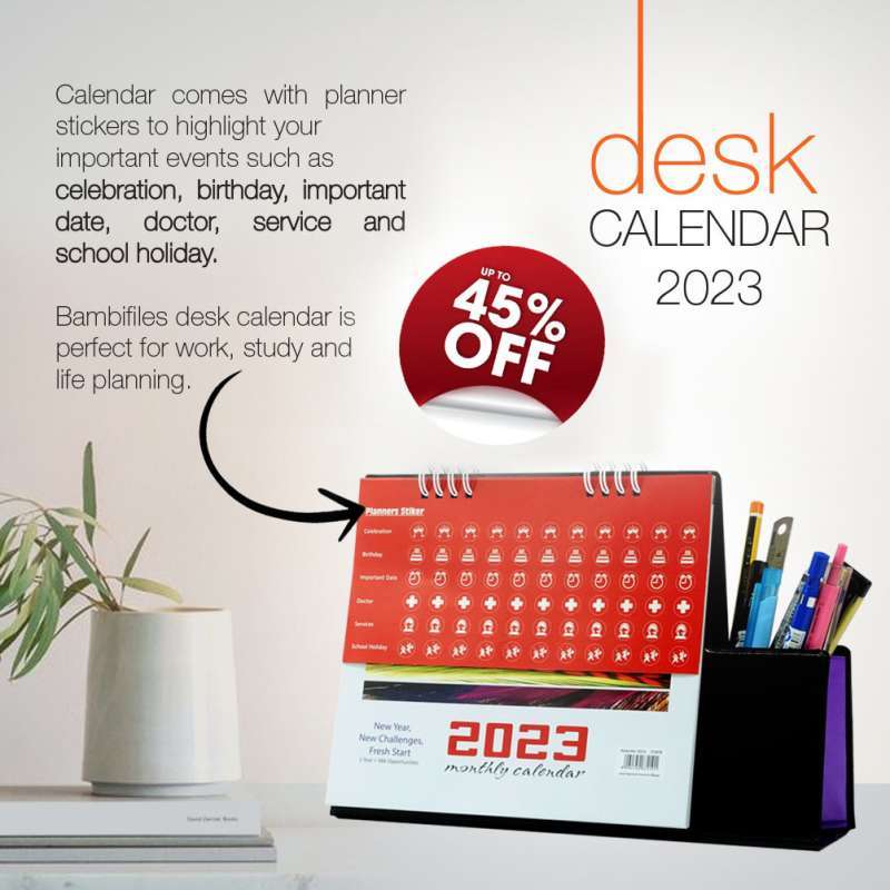 Promo Kalender Meja / Calendar Meja 2023 With Pencil Box – 71373 Diskon ...