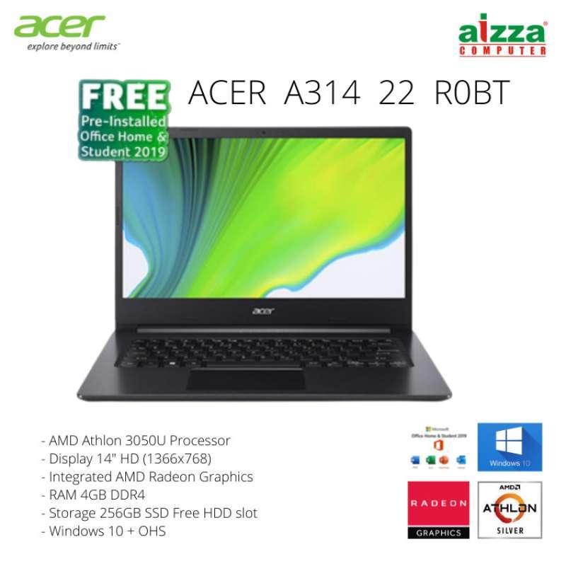 Jual Laptop Acer A314 22 R0bt Athlon A3050u 4gb 256 Ssd 14 W11 Ohs Di ...