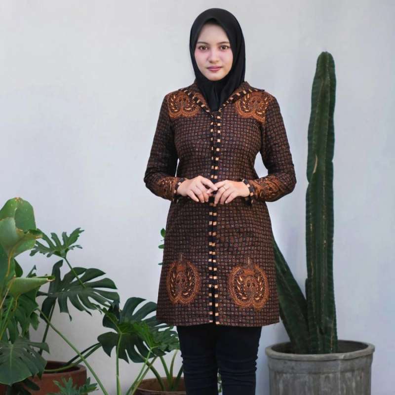Jual Tunik Batik Wanita Lengan Panjang S M L Xl Xxl Motif Truntum ...