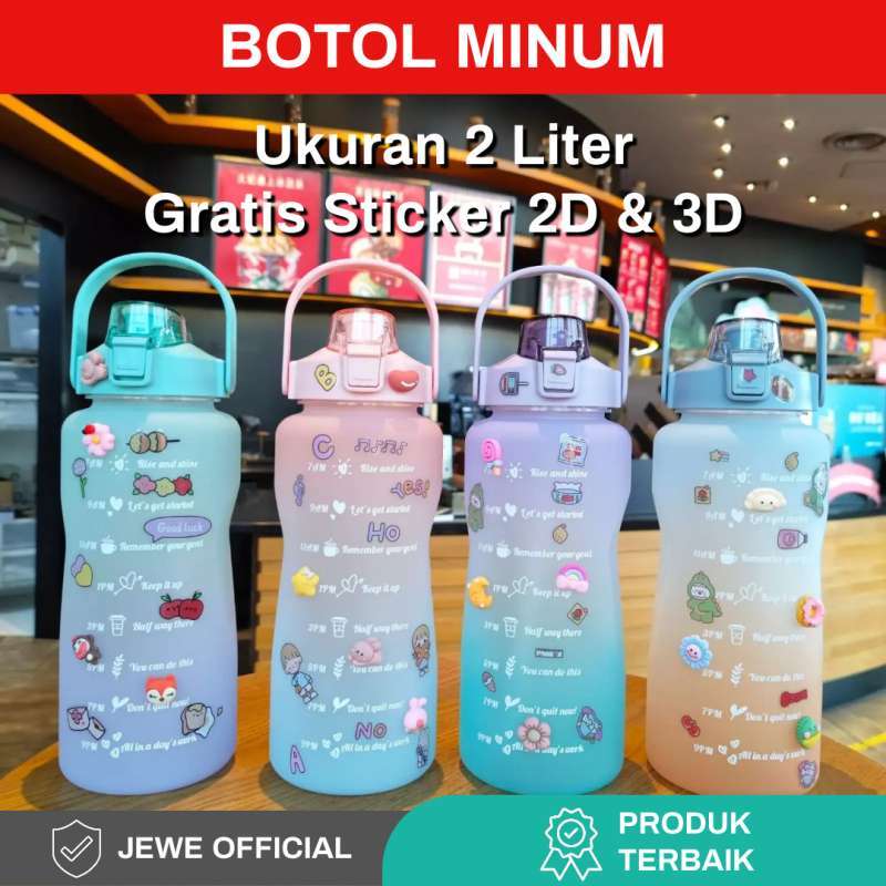Promo Botol Minum Plastik Large Water Bottle 2 Liter 2000mL Botol Minum Viral Warna Rainbow ...