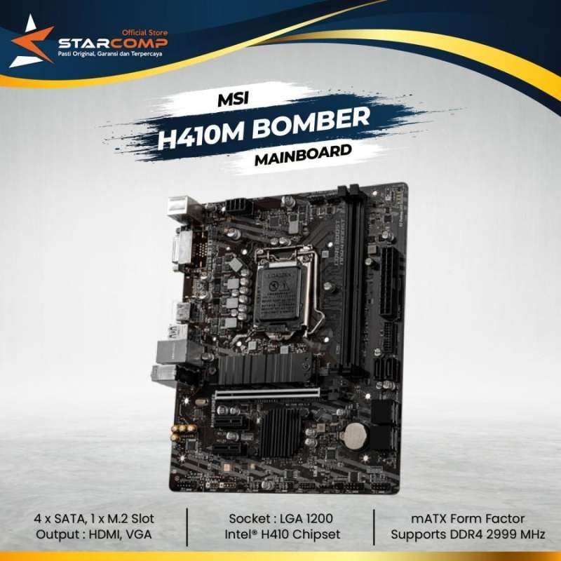 Jual MSI H410M Bomber Intel LGA 1200 DDR4 mATX USB 3.2 Motherboard H ...