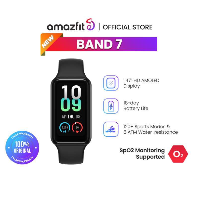 Jual Amazfit Band 7 Fitness & Health Tracker with 1.47”AMOLED Display, 18-Day Battery Life, 24/7 ...
